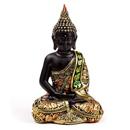 Figura de Buda Negro y Naranja Dorado - Buda Tailandés Postura ...